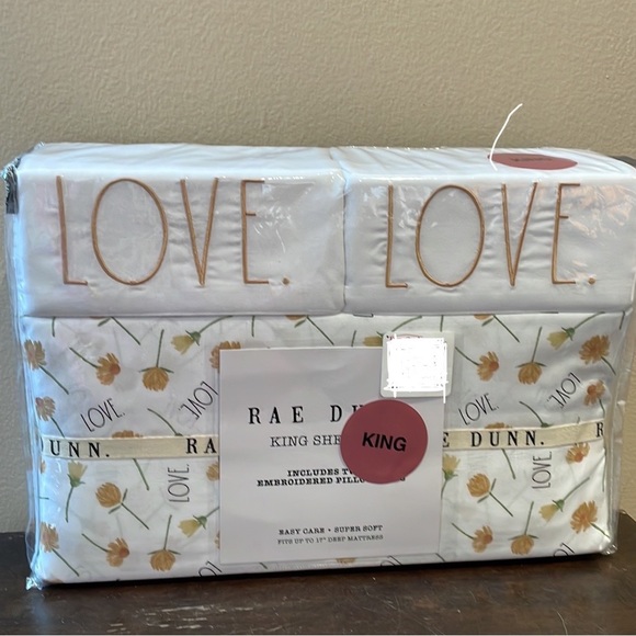Rae Dunn | Bedding | Rae Dunn Love Sunflower Floral King Sheet Set ...